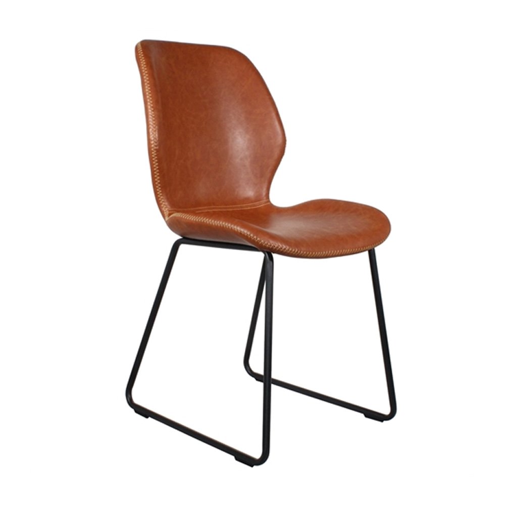 Callum Dining Chair Brown Faux Leather • Roomes Furniture
