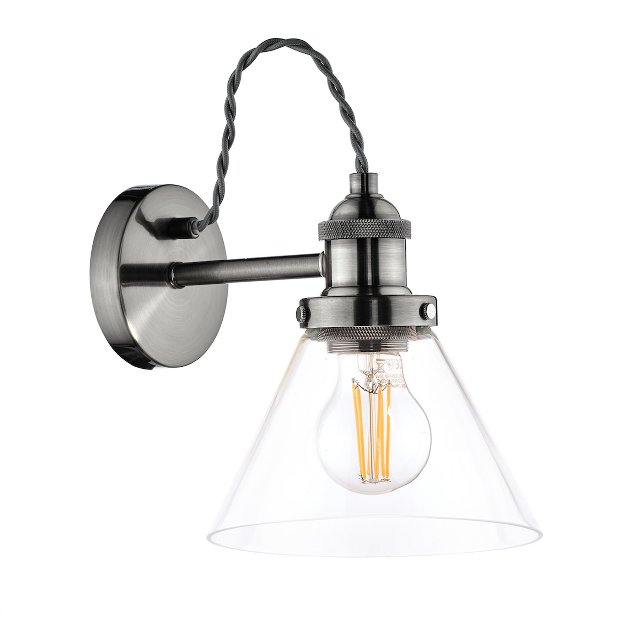 Laura Ashley - Isaac Wall Light Satin Nickel Glass • Roomes Furniture ...