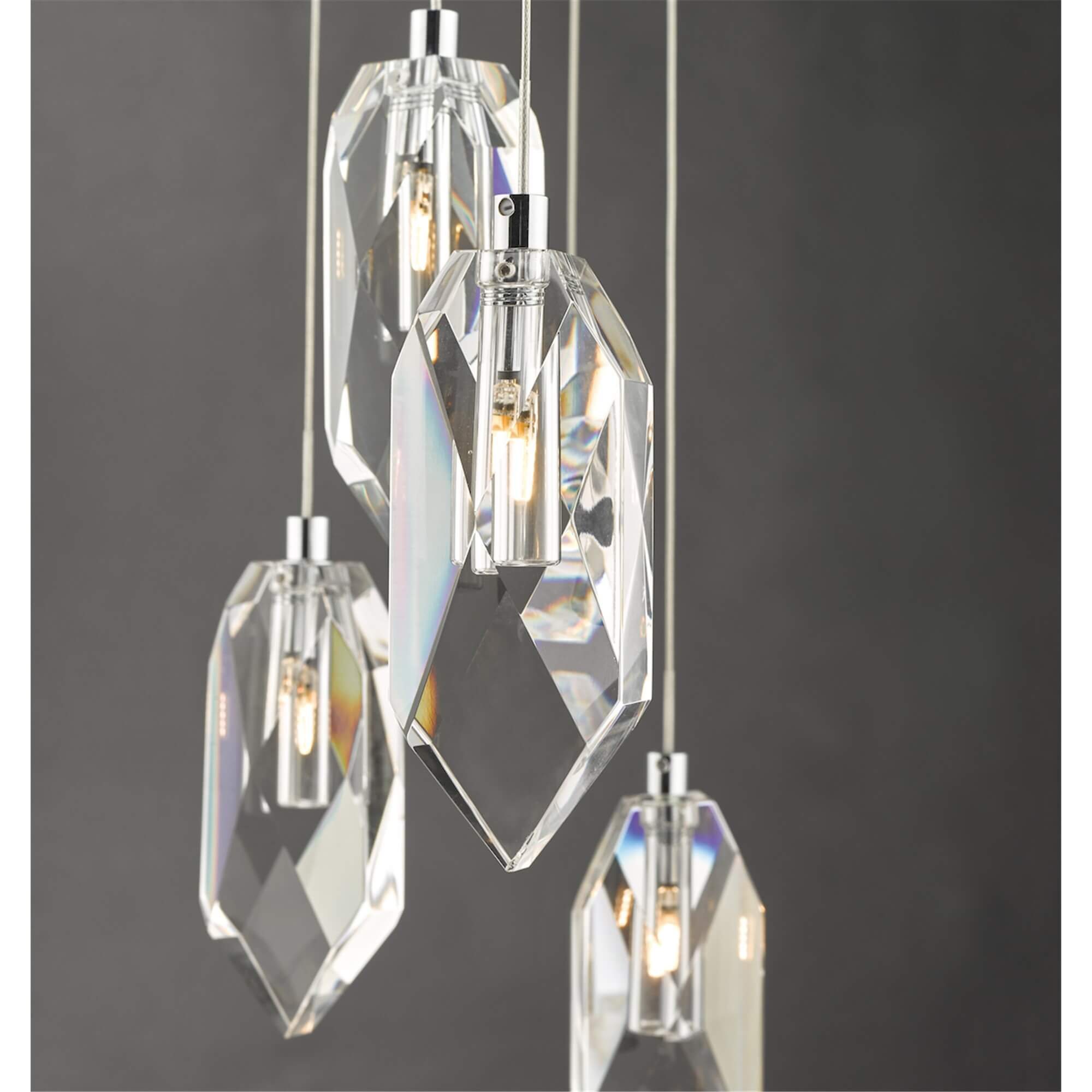 Dar Crystal 12 Light Cluster Pendant Polished Chrome Crystal • Roomes ...