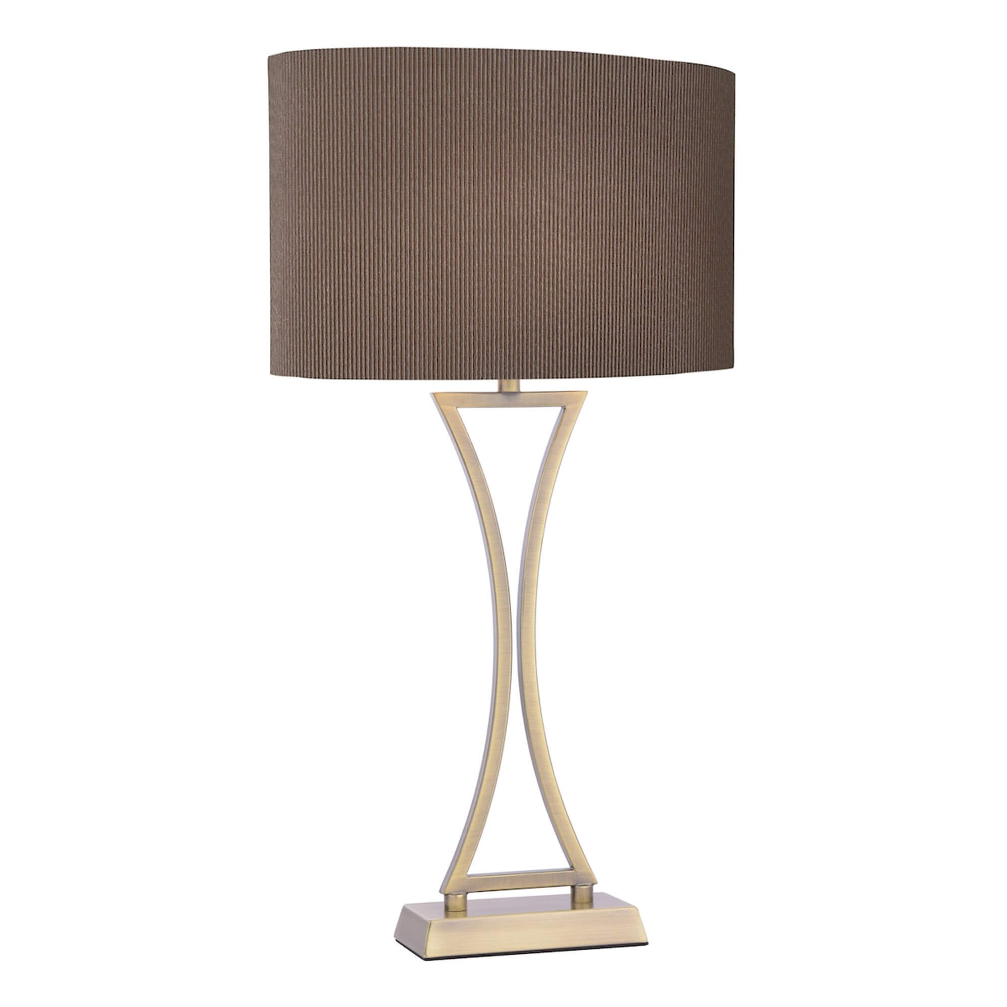 Dar Oporto Wavy Table Lamp Antique Brass With Brown Shade • Roomes ...
