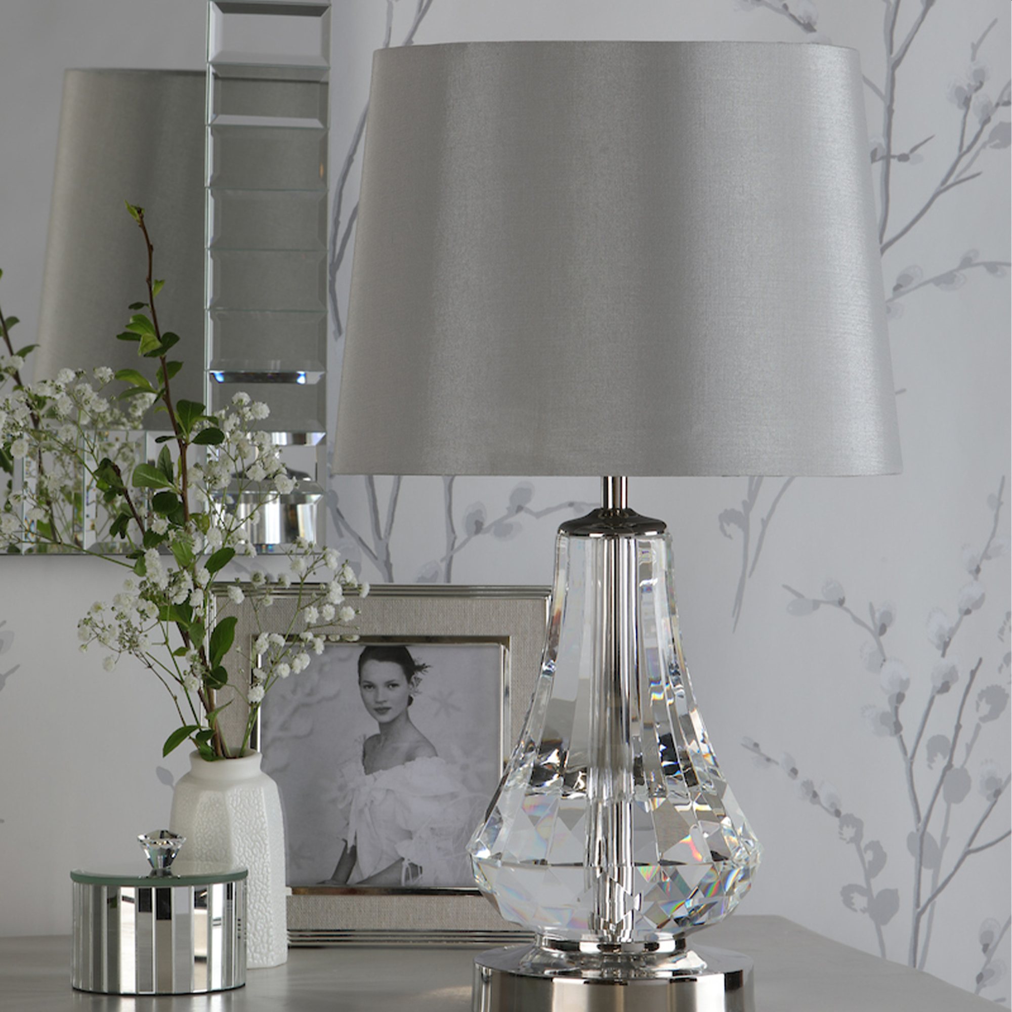 Laura Ashley - Humby Touch Table Lamp (Crystal Polished Nickel With ...