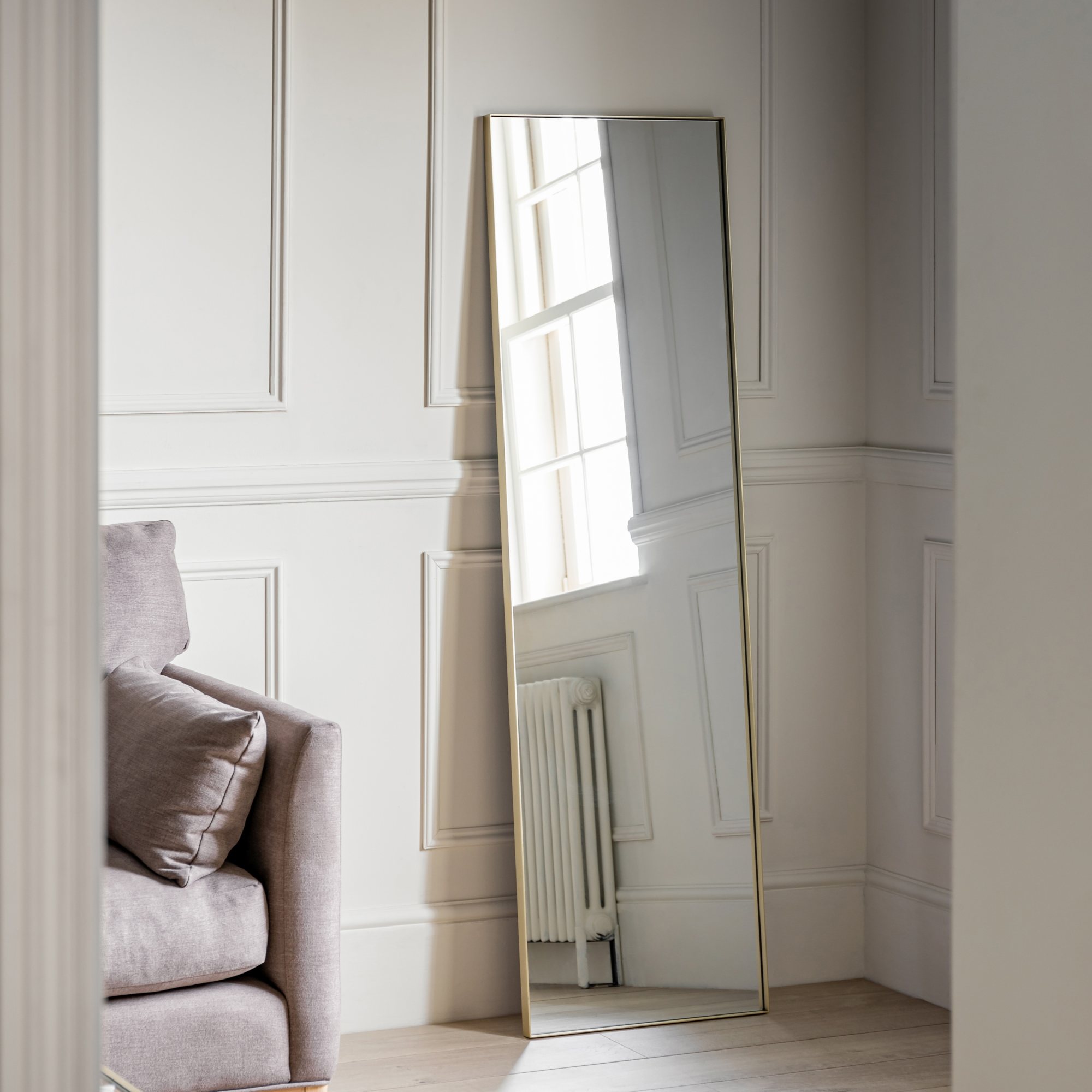 Gallery Direct Hurston - Leaner Mirror Champagne • Roomes Furniture