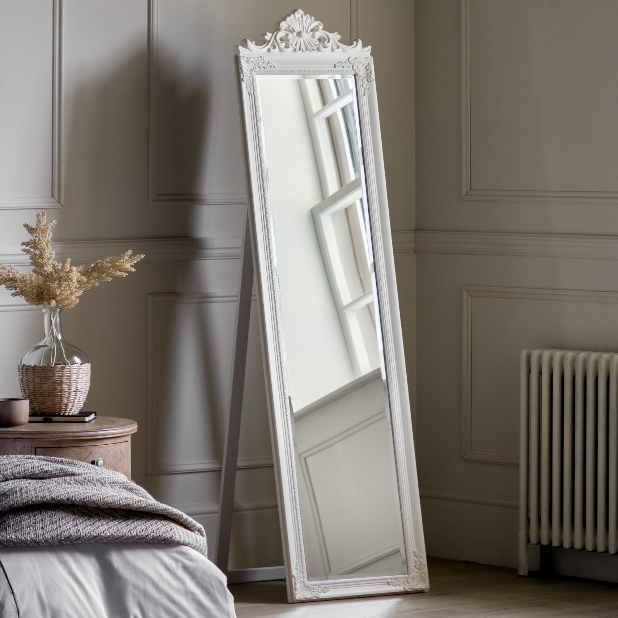 Gallery Direct Lambeth - Wood Cheval Mirror White • Roomes Furniture