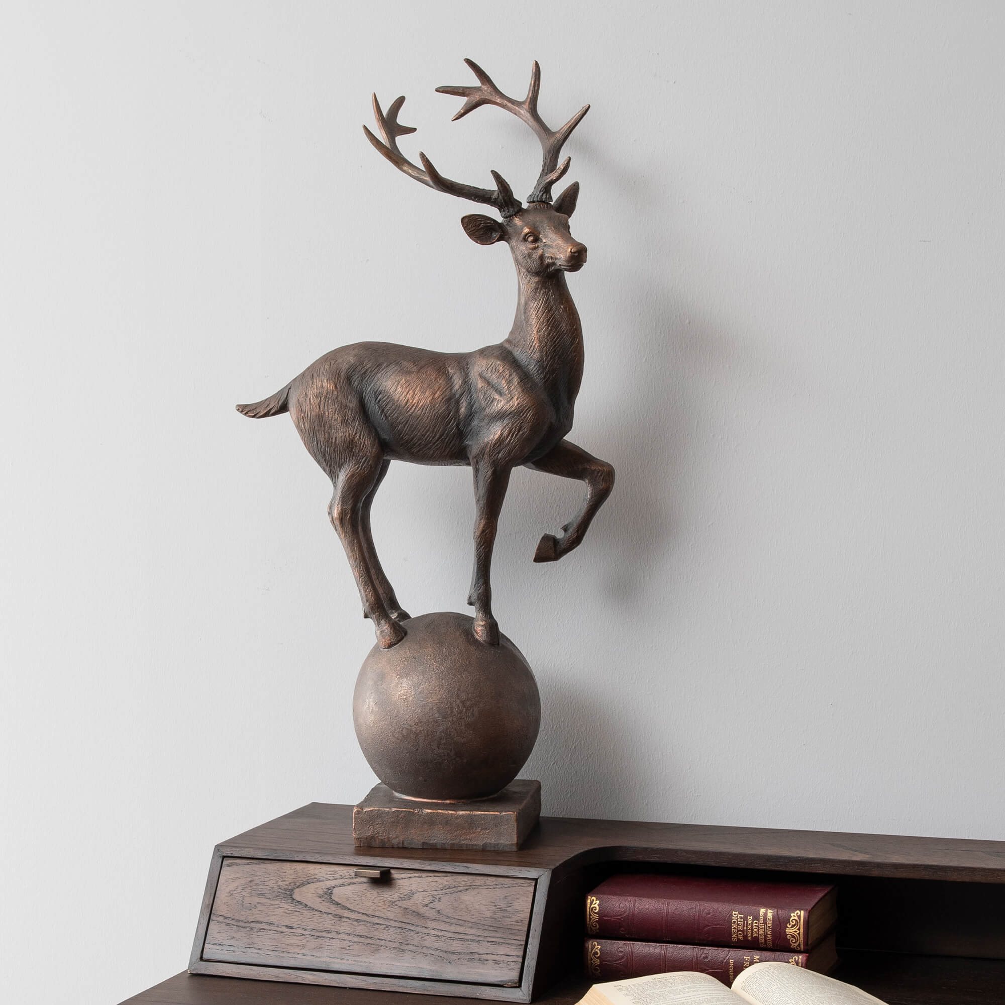 Calm Neutral Six Pointer Stag on Decorative Ball • Roomes Furniture ...