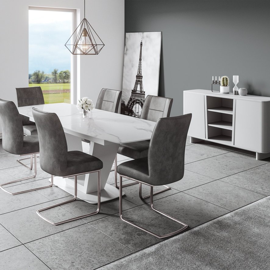 Athens Extending Dining Table 180cm in White • Roomes Furniture