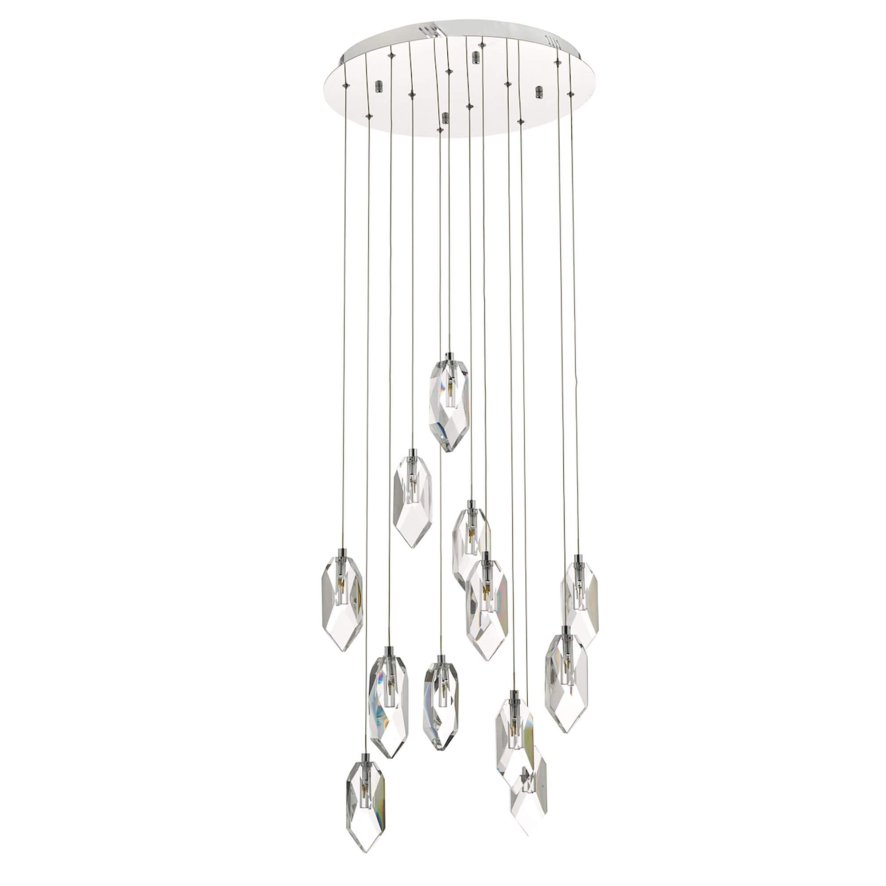 Dar Lighting Dar - Crystal 12 Light Cluster Pendant Polished Chrome ...