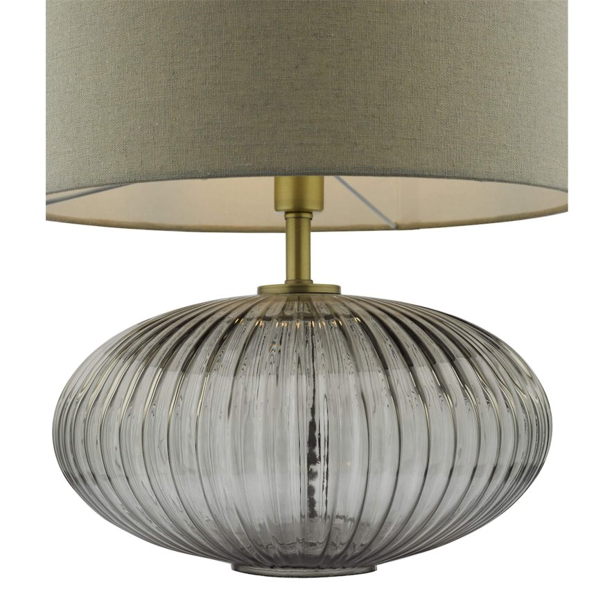 Dar Lighting Dar - Edmond Table Lamp Smoked Glass Antique Brass Detail ...