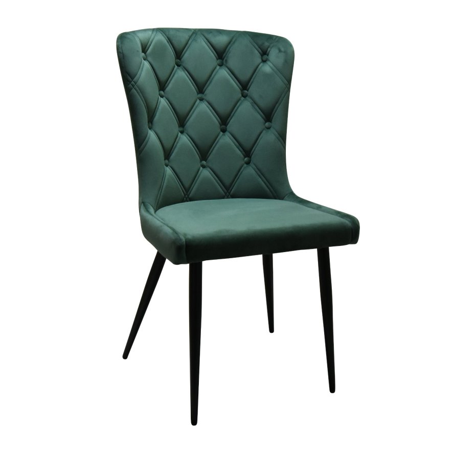 Merlin Dining Chair (Green Fabric) • Roomes Furniture
